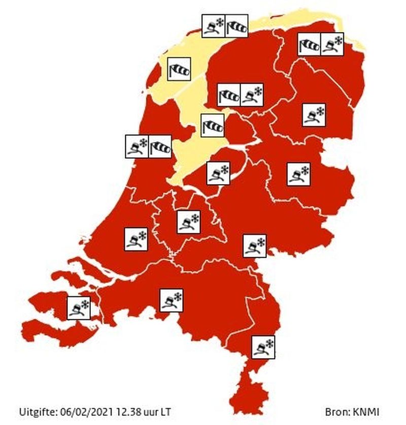 WEERALARM: Code rood voor sneeuwjacht en door de harde wind is het ...